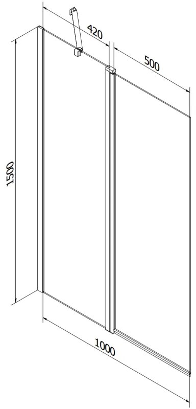 Mexen Flip, vanová zástěna 1-křídlová 100 x 150 cm, otočné křídlo, 6 mm čiré sklo, zlatý profil, 894-100-101-50-00
