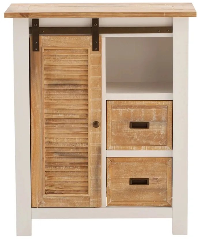 furniture-nabytek.cz - Masivní komoda Caprino z borovicového dřeva a MDF, lakovaná, bílá s hnědými detaily