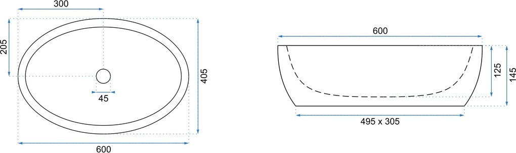 Rea Melania umyvadlo, 60 x 41 cm, bílá, REA-U0656