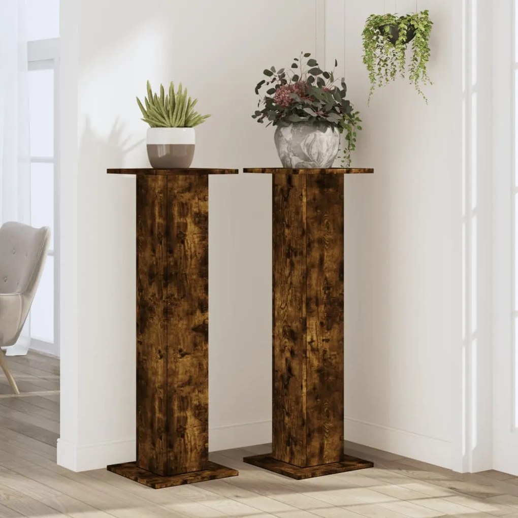 Stojany na rostliny 2 ks kouřový dub 30 x 30 x 95 cm kompozit 3307877