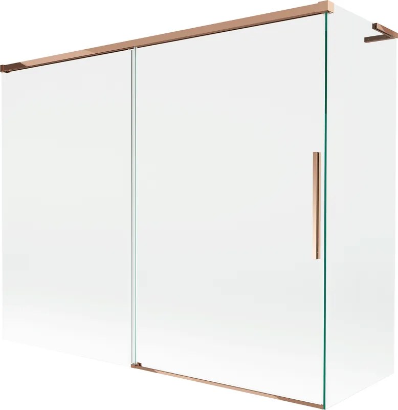 Mexen Rox, L 2-křídlová posuvná vanová zástěna 190 + 90 x 150 cm, 8mm čiré sklo, růžové zlato profil, 8C9L-190-090-60-00