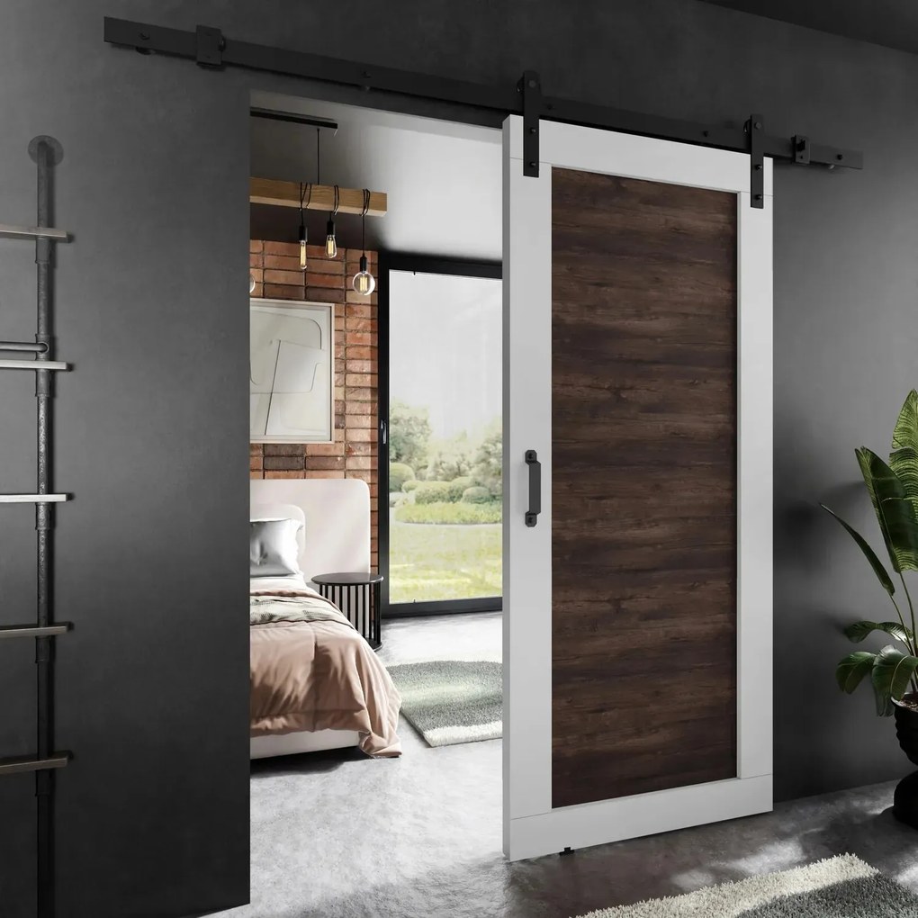 Posuvné dveře LOFT ADIO 1 bílý + tmavý jasan 100