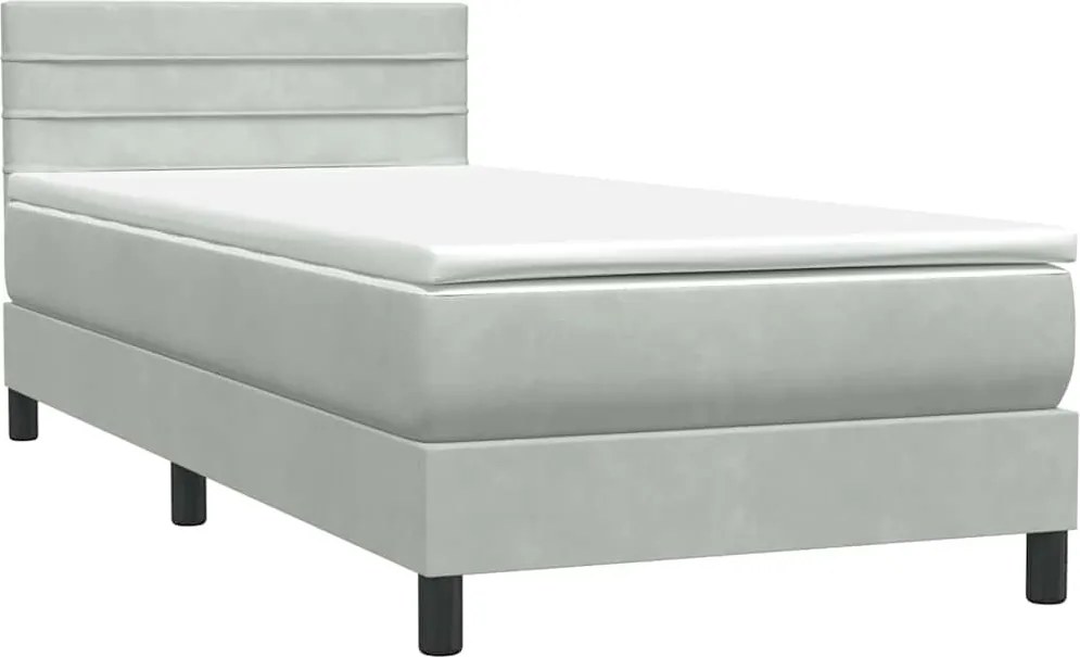 Box Spring Postel s matrací Světle šedá 90x220 cm Samet 3316335