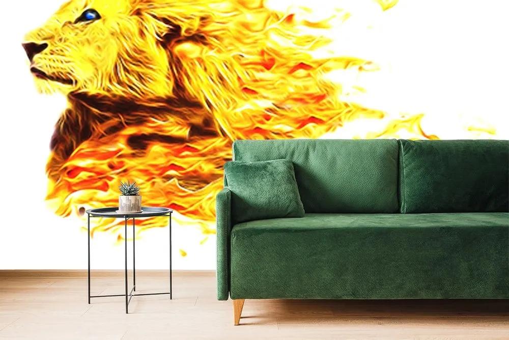 Samolepící tapeta ohnivý lev - 225x150 cm