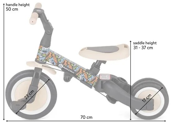 PETITE&MARS - Dětská tříkolka 5v1 TURBO LIMITED City Beat