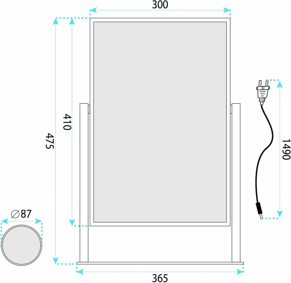 Rea Kosmetické zrcadlo 30x40 cm s regulovatelným LED osvětlením HOM-01805 černé