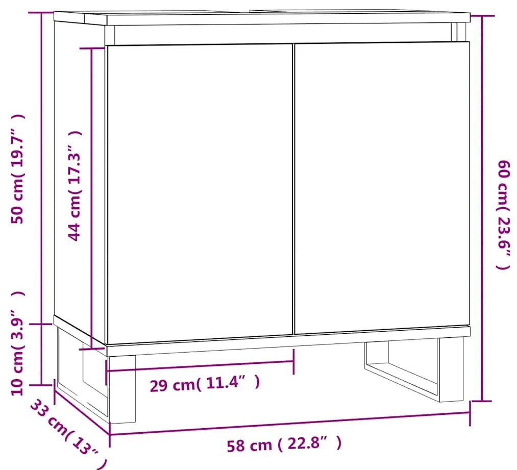 Koupelnová Skříňka Betonově Šedá 58X33X60 Cm Kompozitní Dřevo