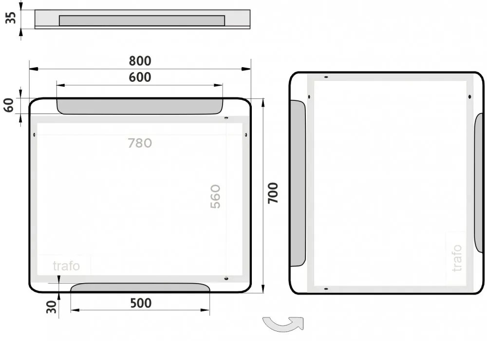 Nimco LED zrcadlo 800x700 ZP 22003