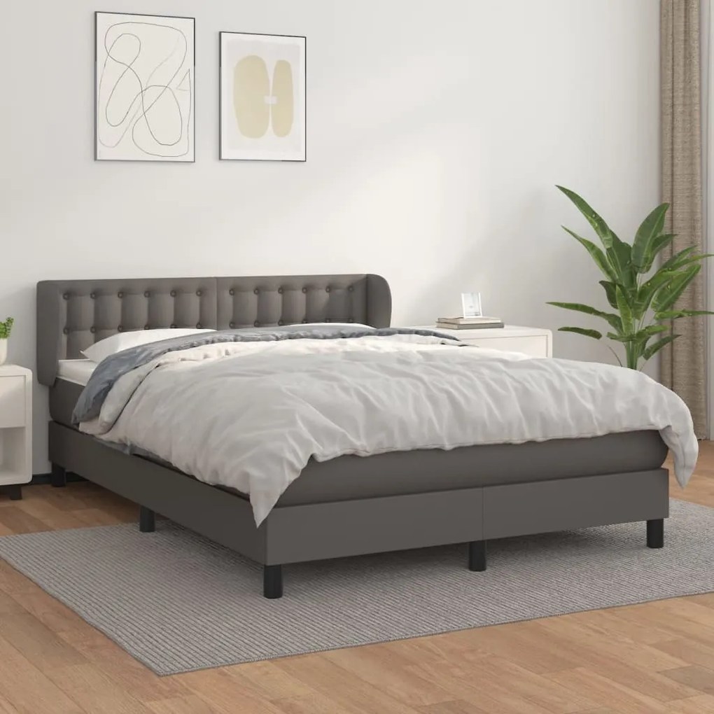 Box spring postel s matrací šedá 140 x 190 cm umělá kůže 3127311