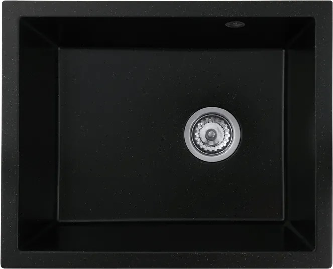 Gamma Decor 5040, 1-komorový granitový dřez 560x460x180 mm, černá se zlatými body, GMA-ZLE000180