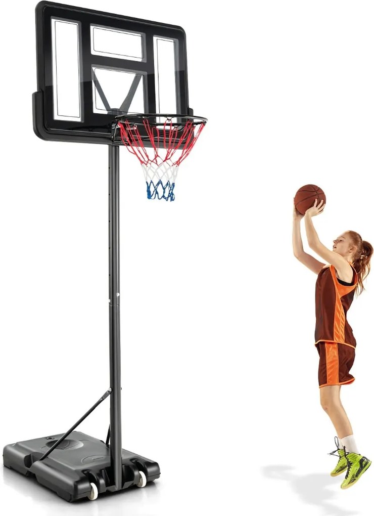 Costway 130 cm - 305 cm výškově nastavitelný basketbalový koš se stojanem a 2