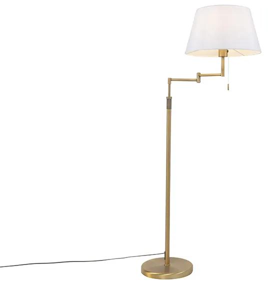 Stojací lampa bronzová s bílým stínidlem a nastavitelným ramenem - Ladas Deluxe