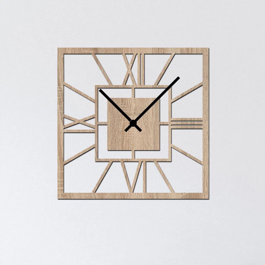 dřevo života Nástěnné hodiny SQUARE Barevný vzor: Ořech, Velikost hodin: 50x50