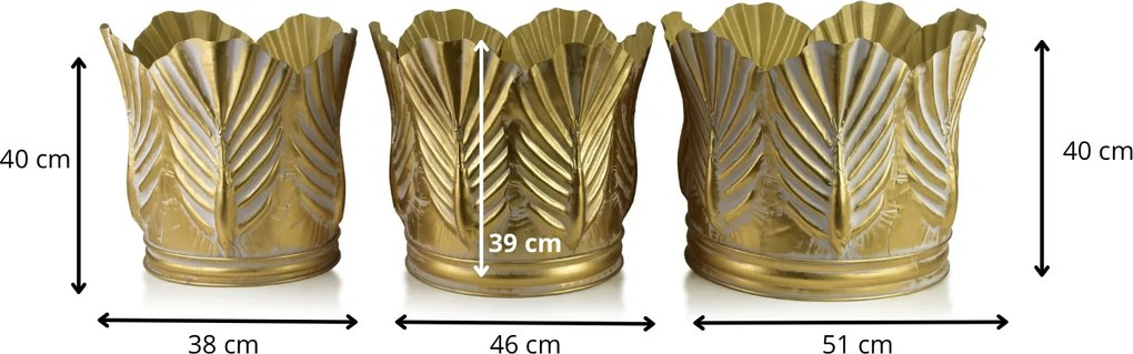 Sada 3 ks květináčů MARINA VII zlatá