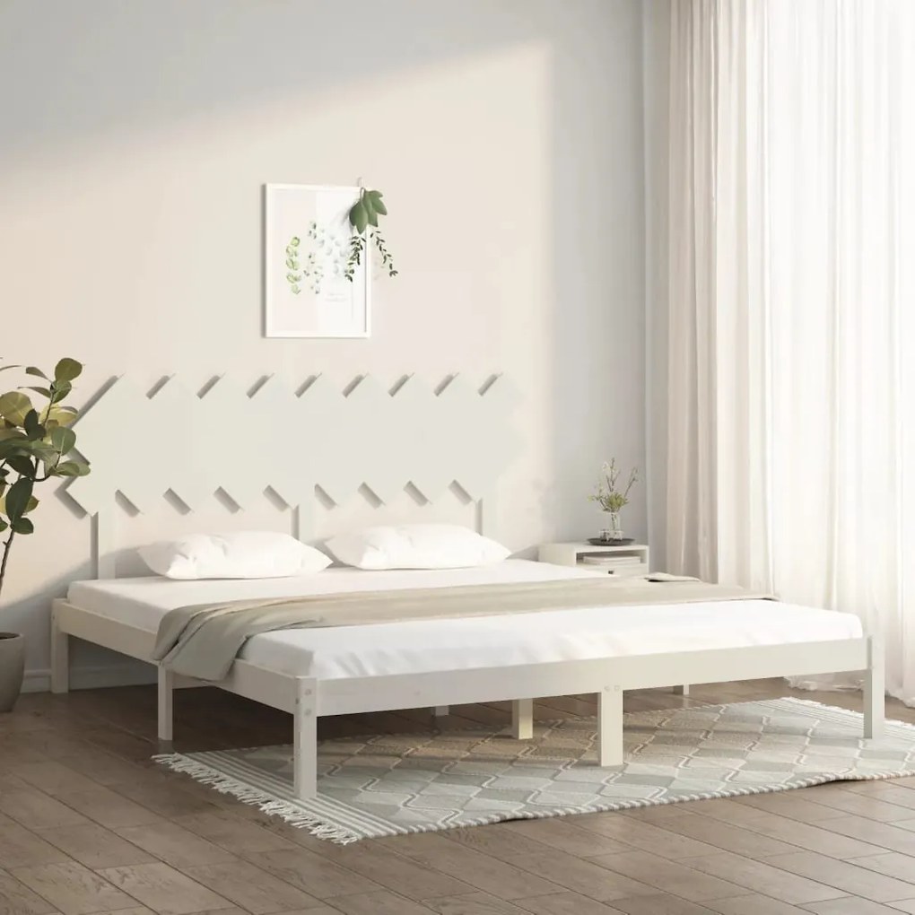 Rám postele bílý 180 x 200 cm Super King masivní dřevo 3104884
