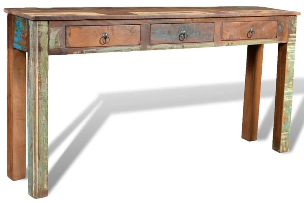241137 vidaXL Konzolový stolek se 3 zásuvkami recyklované dřevo