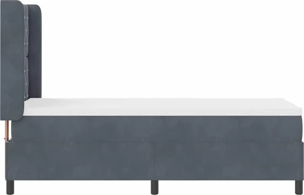 Postel s boxspringem s matrací Tmavě šedá 80 x 200 cm samet 3341925