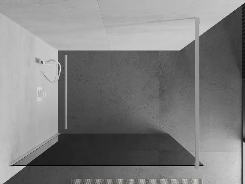 Mexen Kioto, Walk-In sprchová zástěna 80 x 200 cm, grafit 8 mm, bílý profil, 800-080-101-20-40