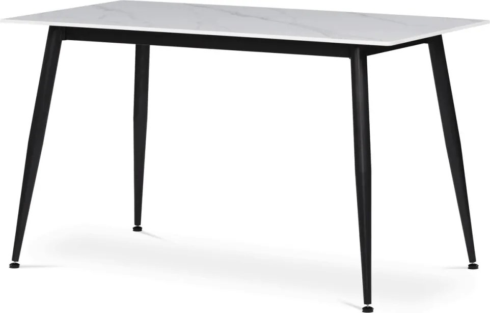 Jídelní set 1+4, stůl 130x70, deska slinutý kámen v imitaci bílého matného mramoru, č…, židle zelená látka
