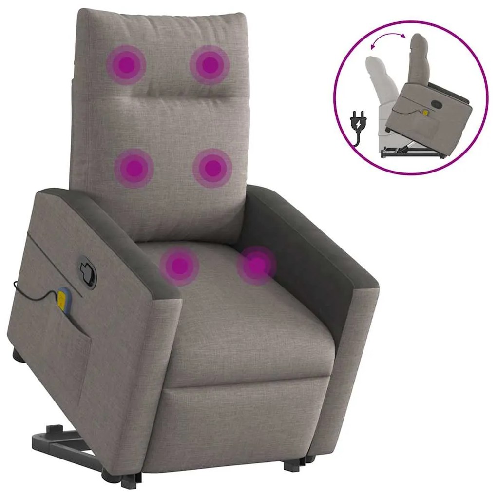 Zvedací polohovací křeslo taupe textil