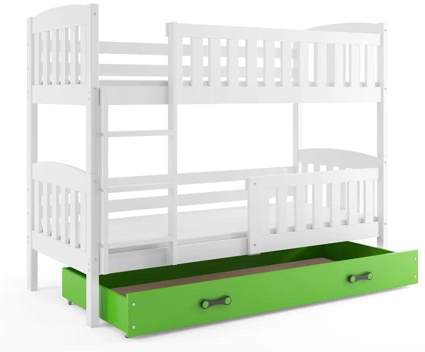 BMS Group Dětská patrová postel s úložným prostorem KUBUS bílá Velikost postele: 190x80 cm, Barva šuplíku: Grafit