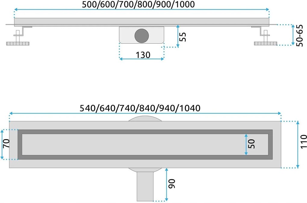Rea Neox Pro, odtokový sprchový žlab 60 cm, broušená ocel, REA-G5807