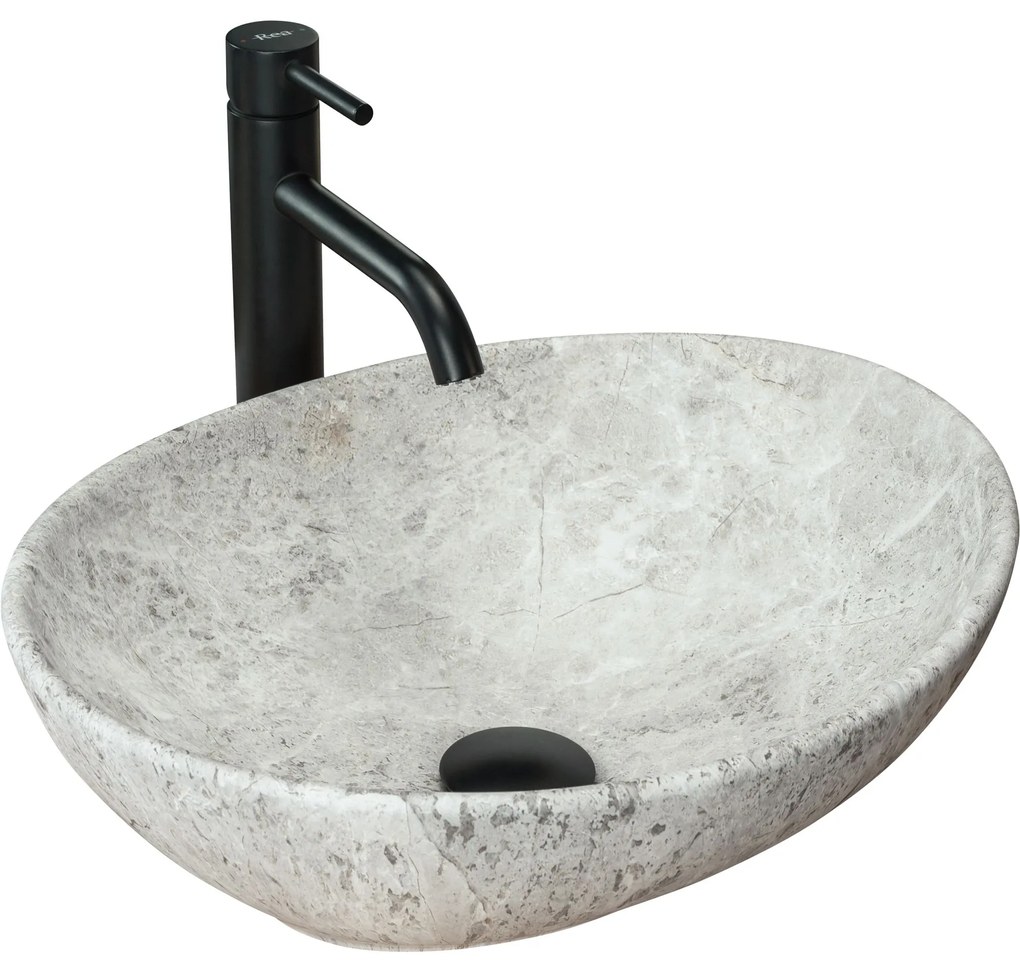 Rea Sofia Light Stone, umyvadlo na desku 41x35 cm, imitace kamene-šedá, REA-U0165