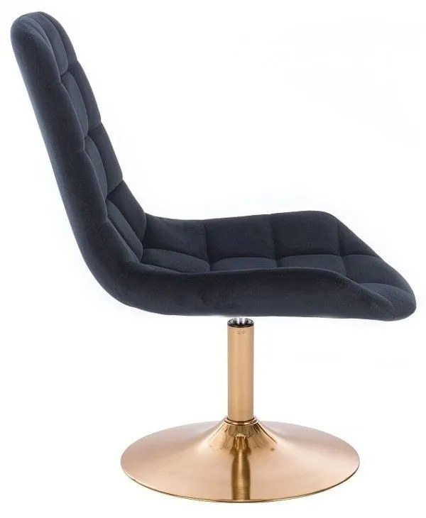 LuxuryForm DESIGN Otočná židle PARIS VELUR na zlatém talíři - černá