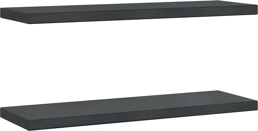 Nástěnné police 2 ks 75 x 23,5 cm černé nerezová ocel 30292