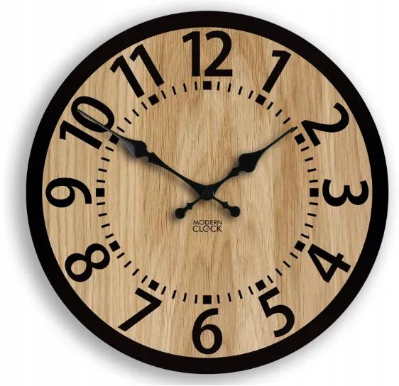 M.Clock Nástěnné hodiny 33,5x33,5cm hnědé z přírodního dřeva