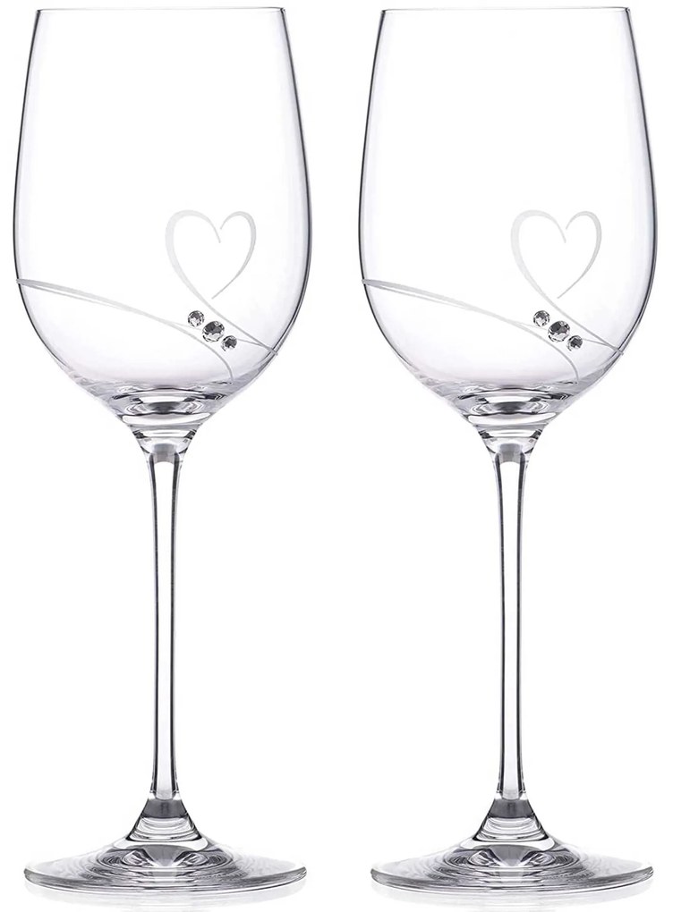 Diamante sklenice na červené víno Romance s kamínky Swarovski 450 ml 2KS