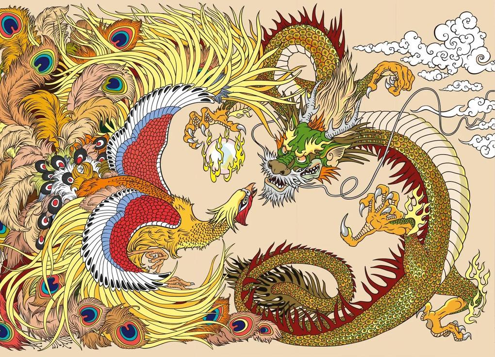 Malvis Tapeta čínský drak a Fénix Vel. (šířka x výška): 216 x 140 cm