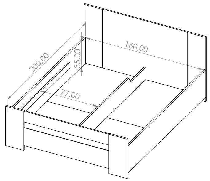 GiB Meble Postel Bono Barva: Dub Artisan