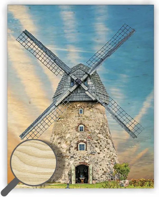 Helma 365, Dřevěný obraz na stěnu Windmill s motivem větrného mlýna