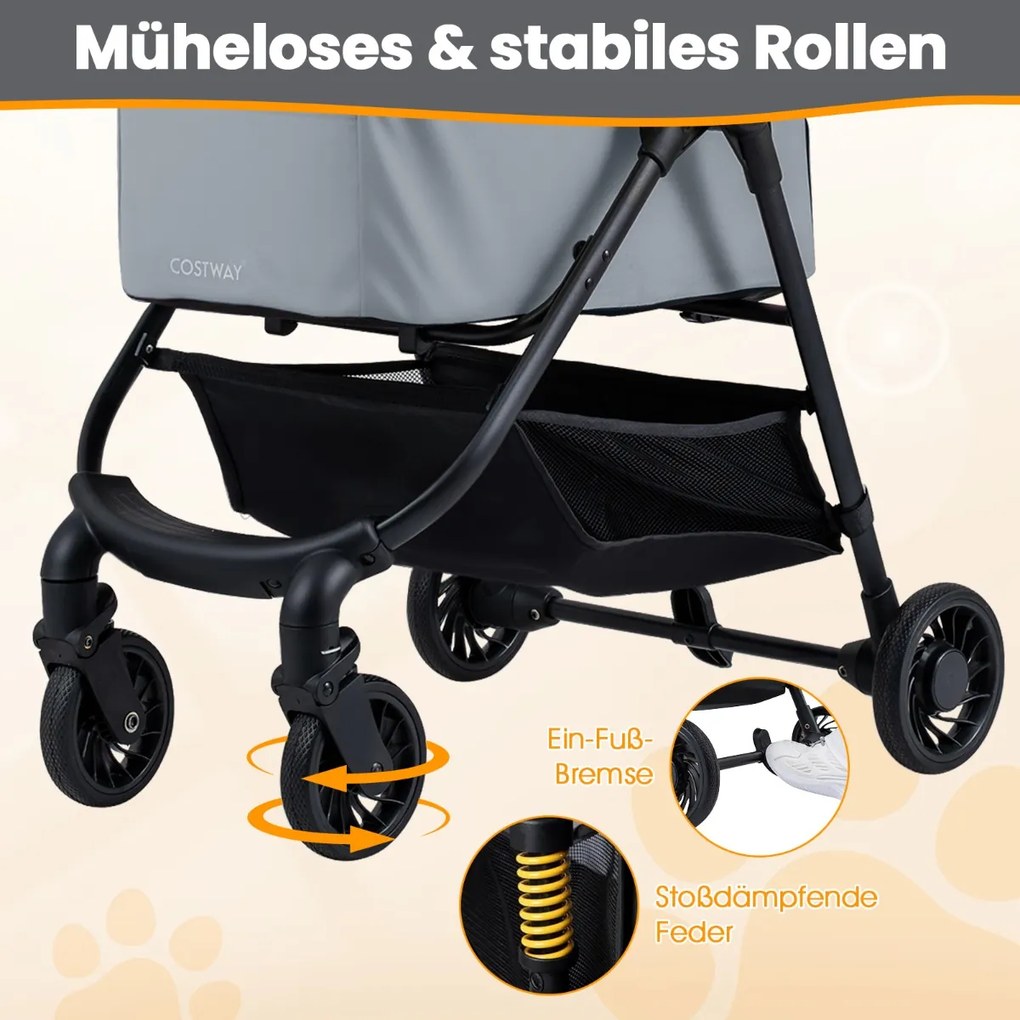 Costway 3 v 1 Pet Buggy s odnímatelným nosičem a nastavitelnou síťovanou
