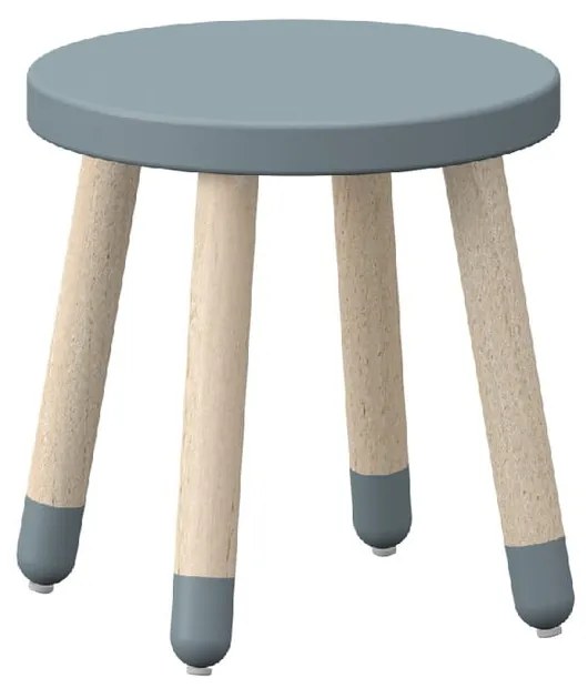 Modrá dětská stolička s nohami z jasanového dřeva Flexa Dots, ø 30 cm