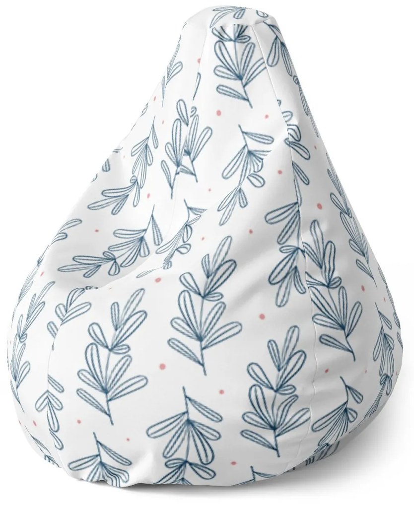 Sablio Sedací vak Pear Modré lístky - 70 x 95 x 15 cm