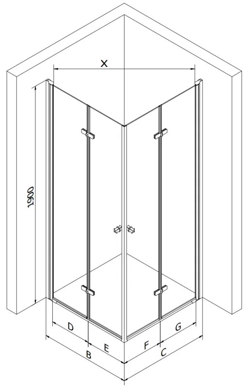 Mexen Lima Duo skládací sprchový kout 70 x 70 cm, Průhledné, Černá + sprchová vanička Flat - 856-070-070-70-02-4010B