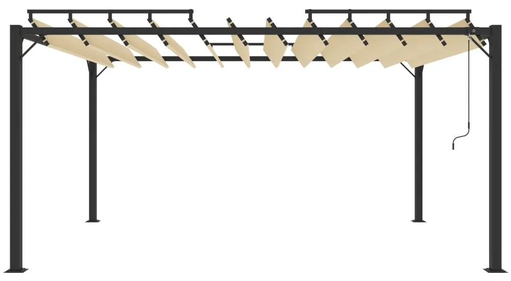 vidaXL Marketos Altán s lamelovou střechou 3 x 4 m krémová tkanina a hliník