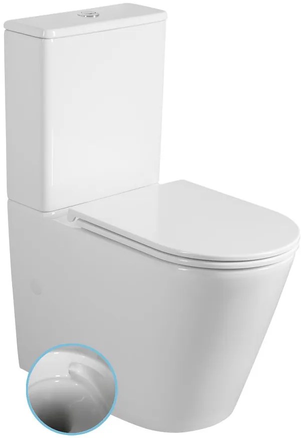 Sapho Sapho, DARIO RIMLESS WC kombi mísa s nádržkou, spodní/zadní odpad, bílá, PC106V