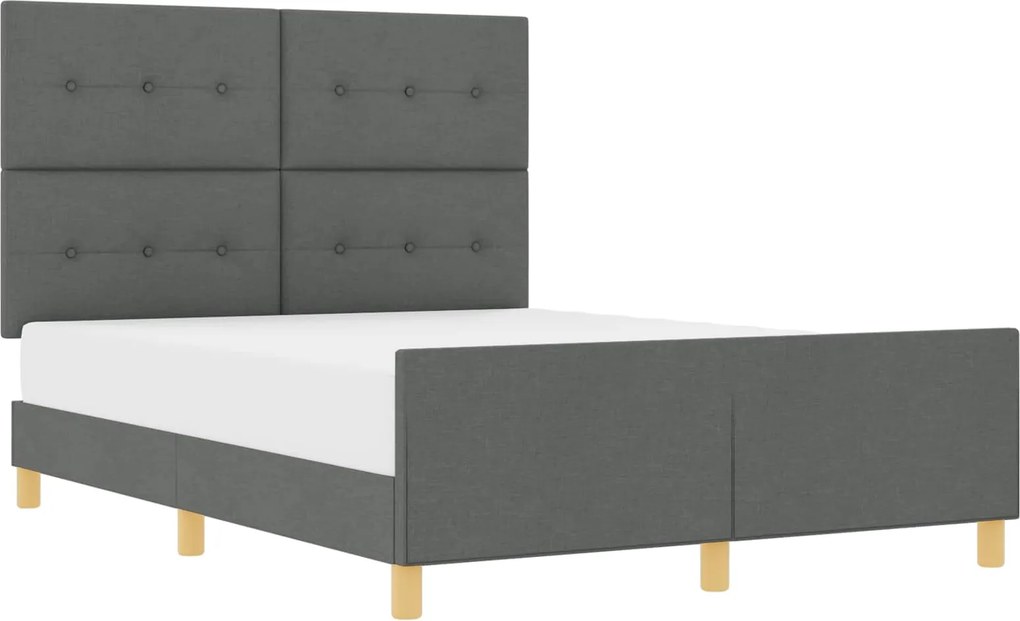 Rám postele s čelo Tmavě šedá 140 x 190 cm textil 3344726
