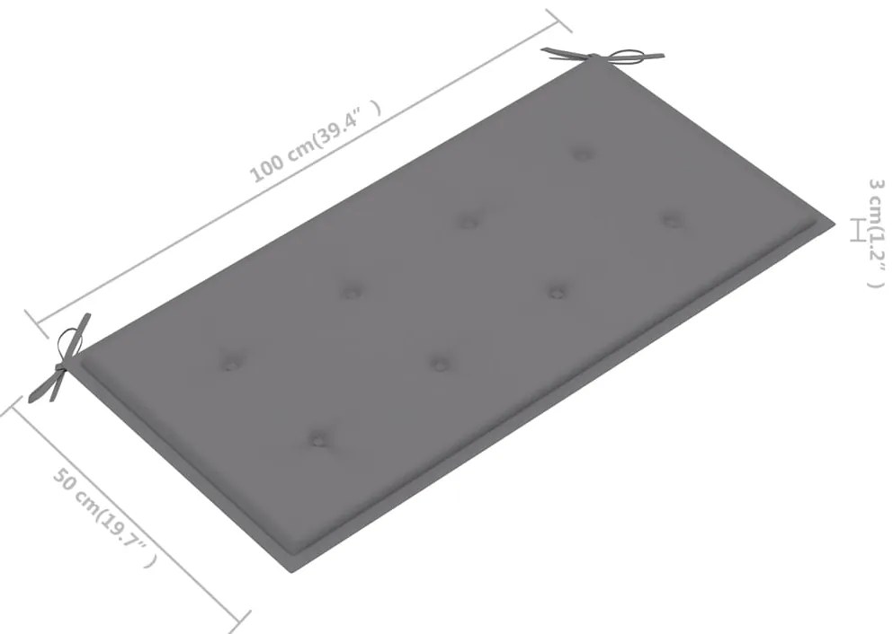 vidaXL Marketos Zahradní lavice s šedou poduškou 112 cm masivní teak