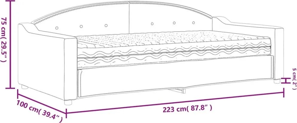 vidaXL Válenda s matrací 90 x 200 cm textil [3197512] Barva: taupe