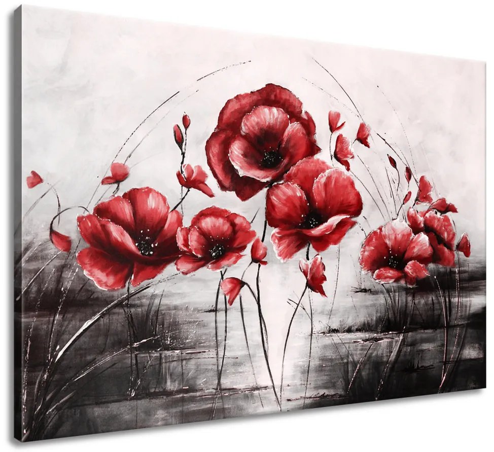 Gario Ručně malovaný obraz Červené Vlčí máky Rozměry: 100 x 70 cm