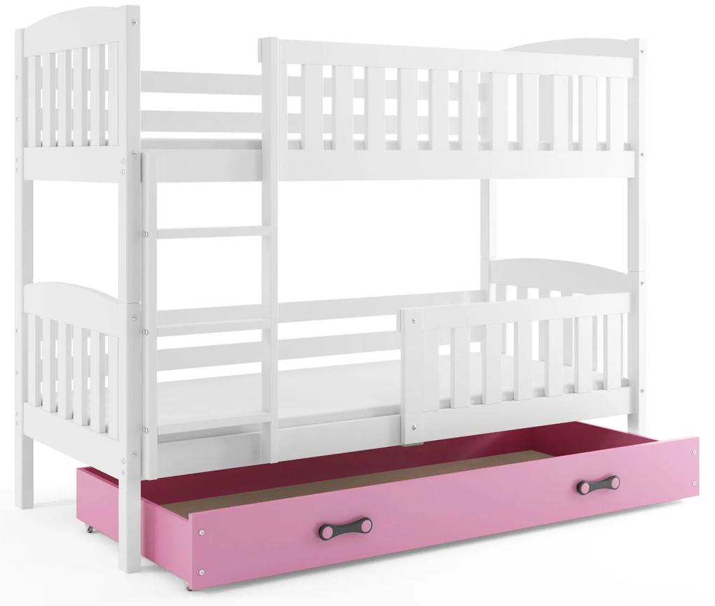 BMS Group Dětská patrová postel s úložným prostorem KUBUS bílá Velikost postele: 200x90 cm, Barva šuplíku: Bílá
