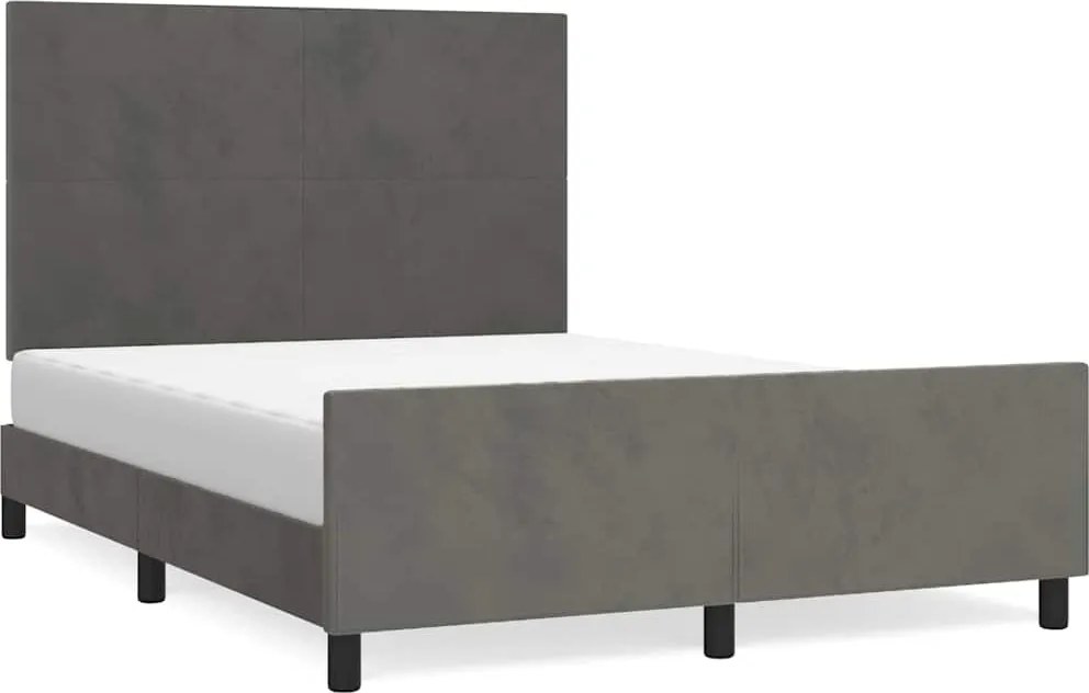 Rám postele bez matrace tmavě šedá 140 x 200 cm samet 3125636
