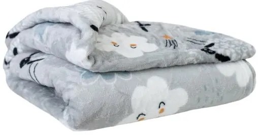 Jahu Deka z mikroplyše / 150 x 200 cm / 100% polyester / 300 g/m2 / motiv ovečka / šedá