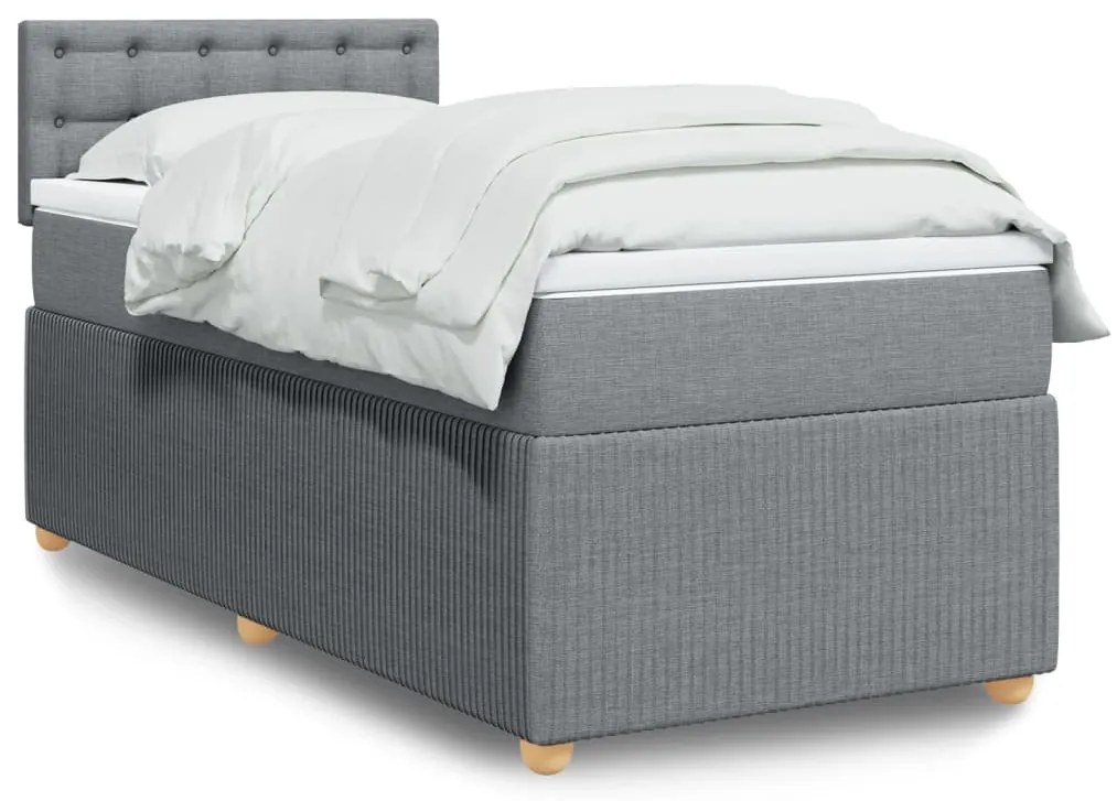 Box spring postel s matrací světle šedá 90x190 cm textil