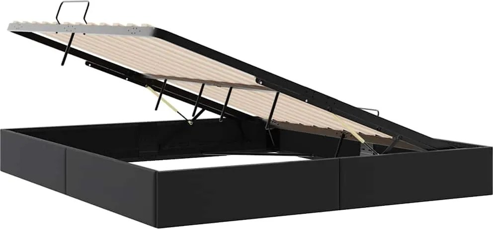 Postel s úložným prostorem Černá 193 x 203 cm Umělá kůže 3369976