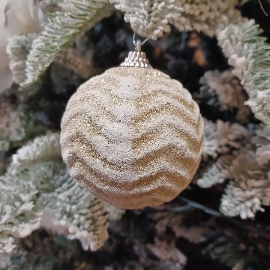 Vánoční ozdoba na stromeček glitter 8 cm, bílá a zlatá, polystyren, IP44 venkovní